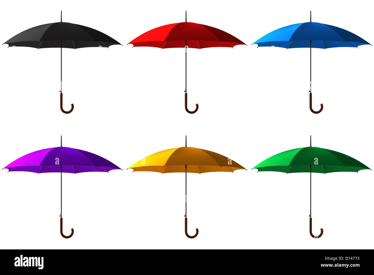 set of open classic color umbrella stick Stock Photo - Alamy