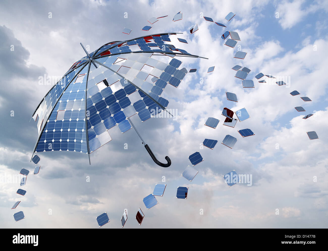 open solar photovoltaic umbrella stick concept Stock Photo - Alamy