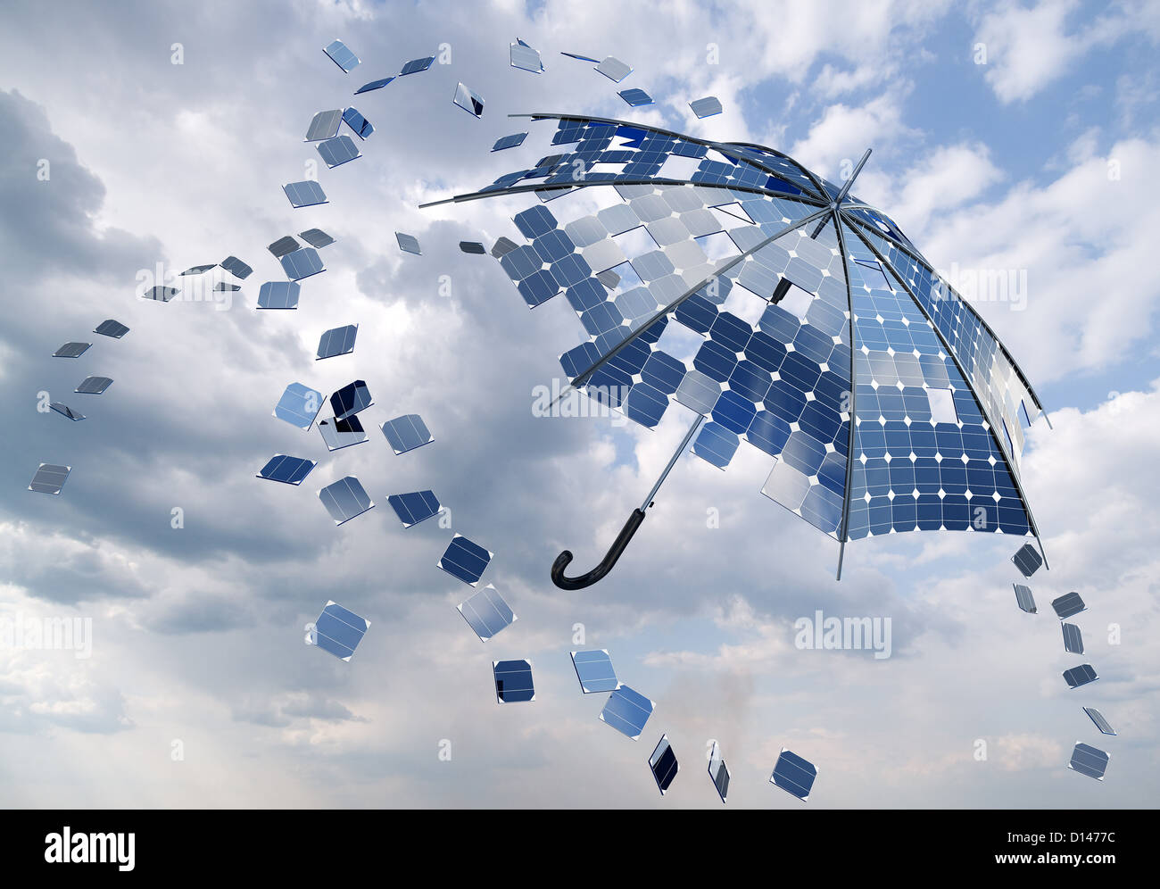 open solar photovoltaic umbrella stick concept Stock Photo - Alamy