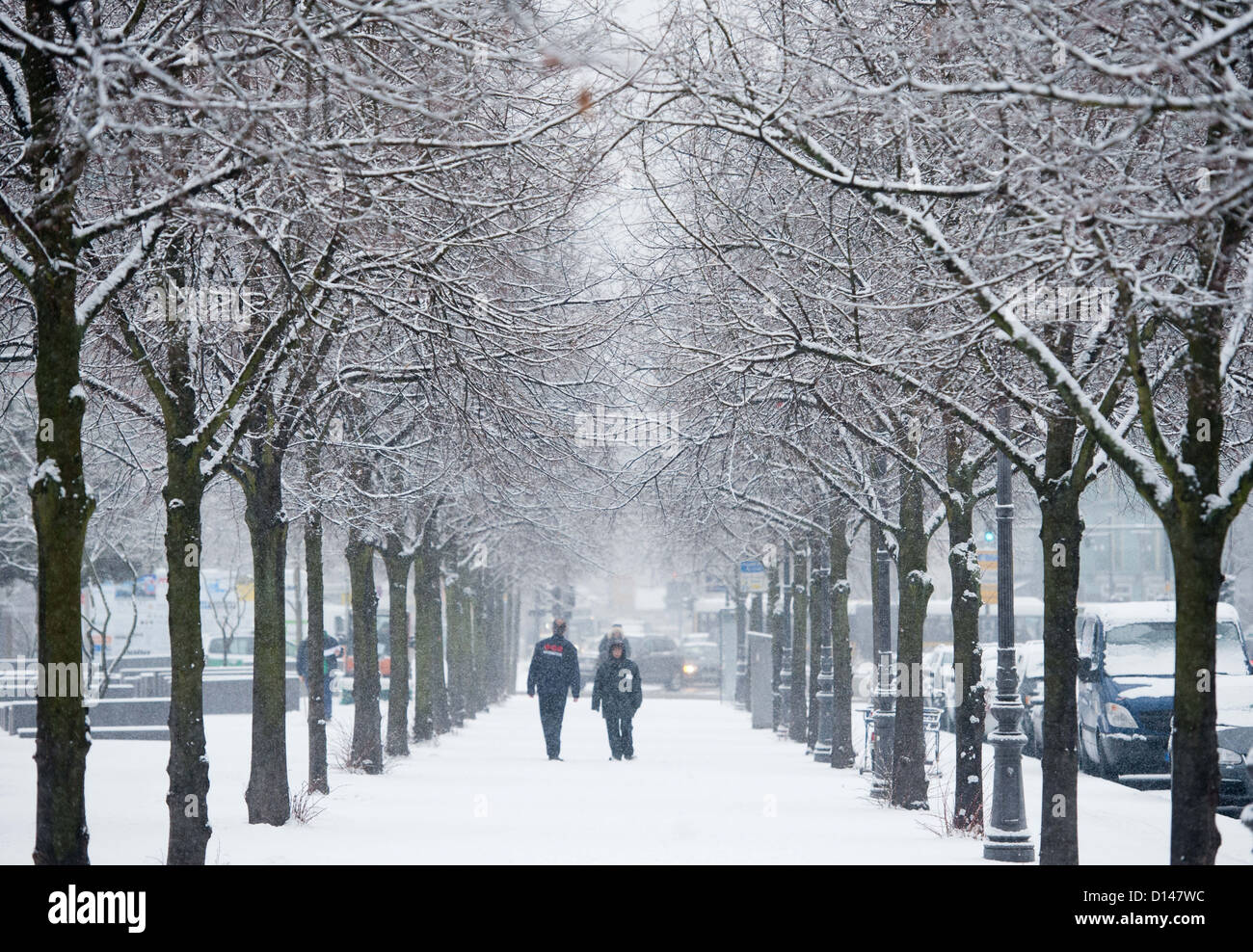 Snow covers a street at Tiergarten in Berlin, Germany, 06 December 2012 ...