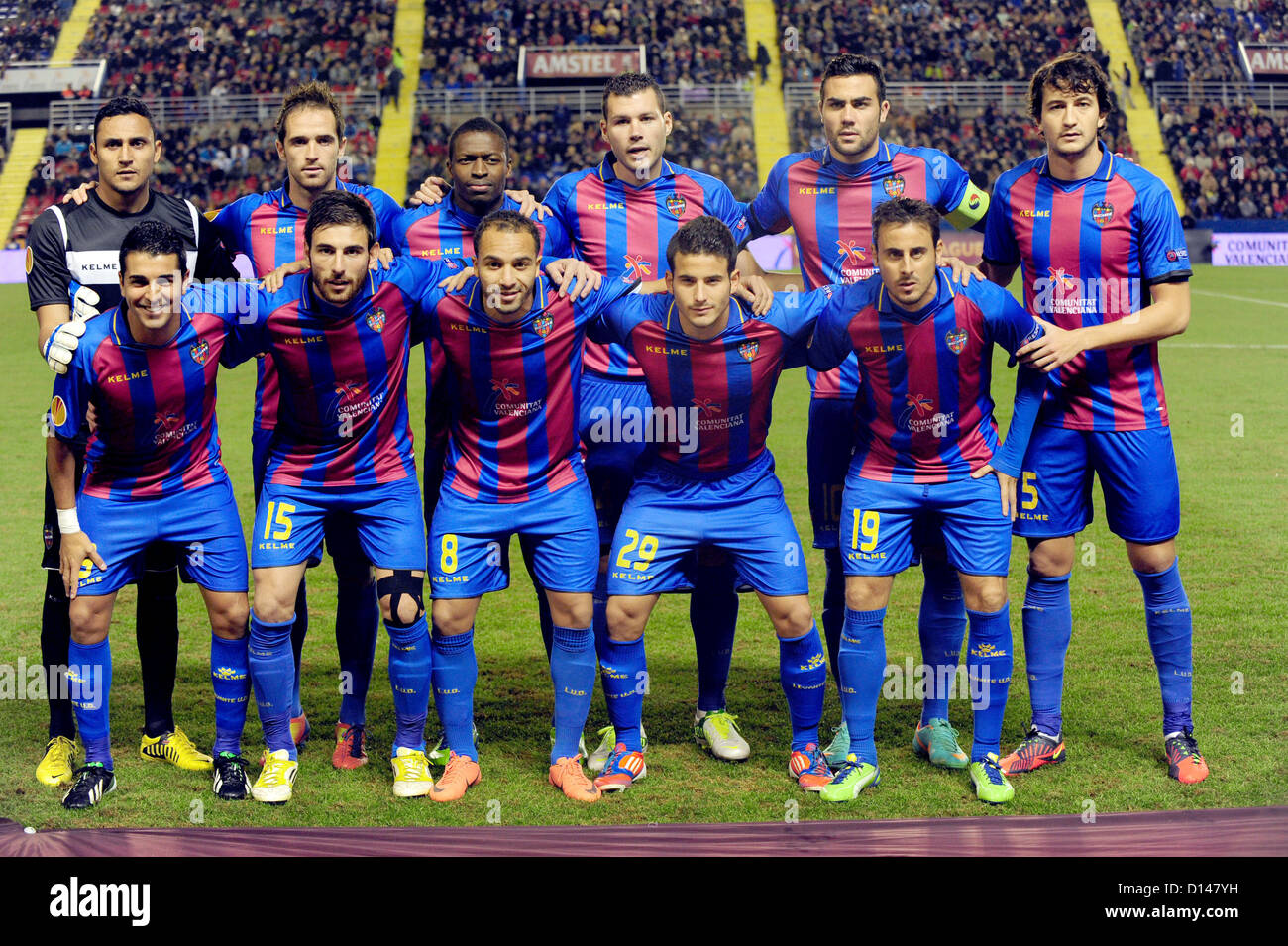 The team of Levante poses for a picture prior to the Europa League ...