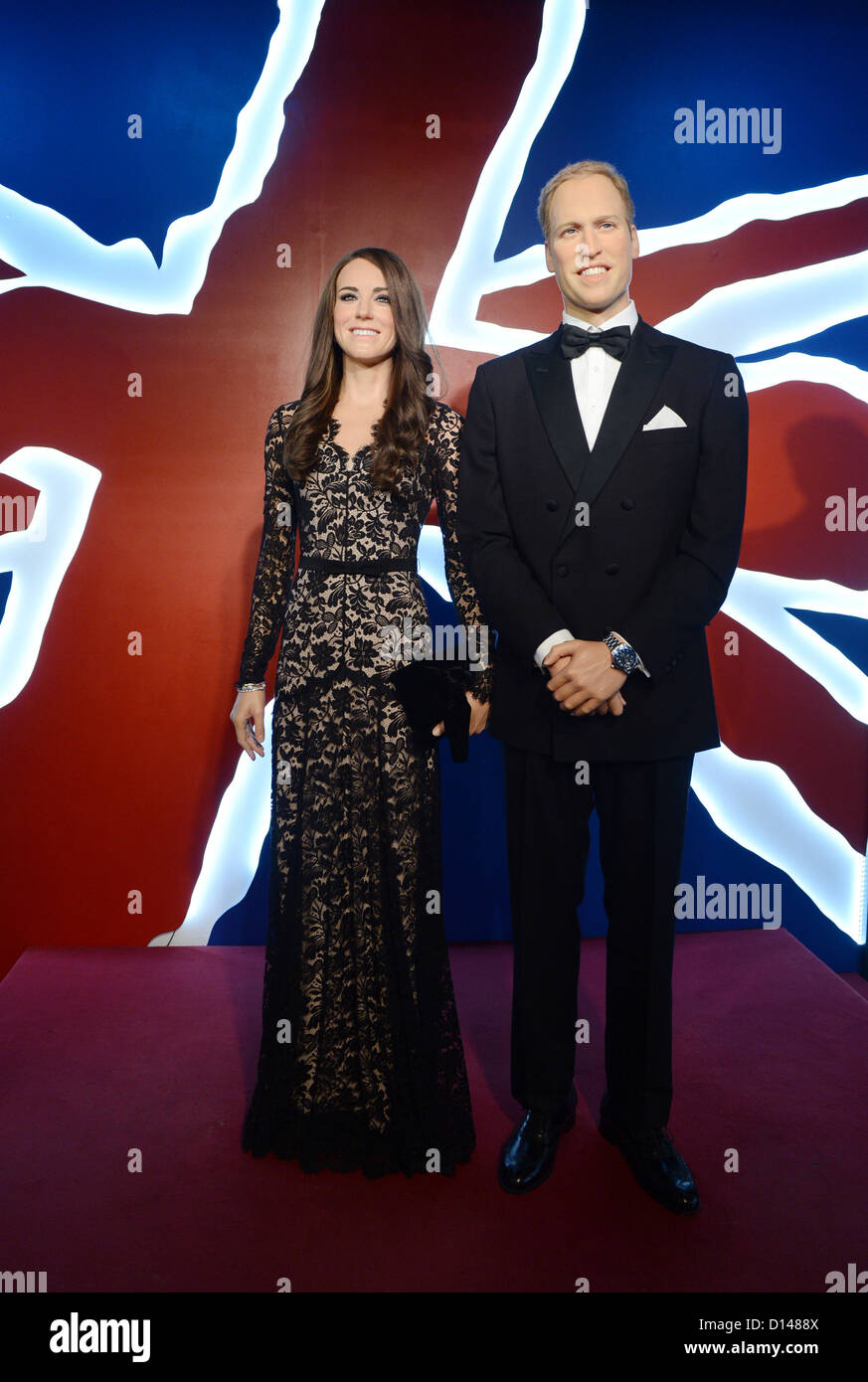 The wax figures depicting the British royal couple William and Kate are ...