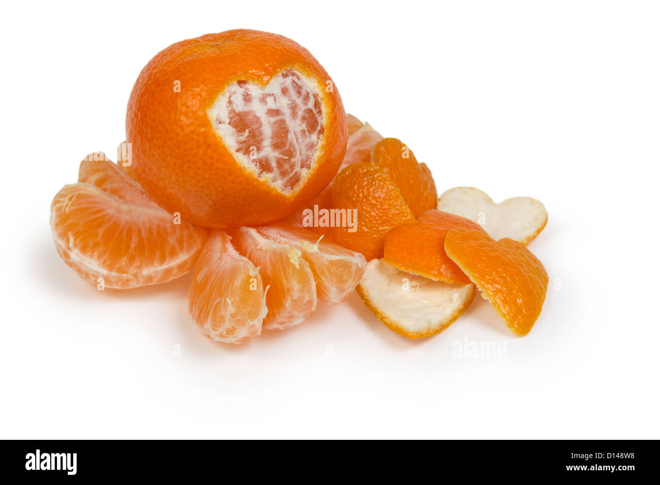 tangerine with heart symbol isolated on white Stock Photo - Alamy
