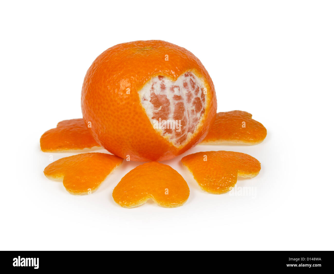 tangerine with heart symbol isolated on white Stock Photo - Alamy