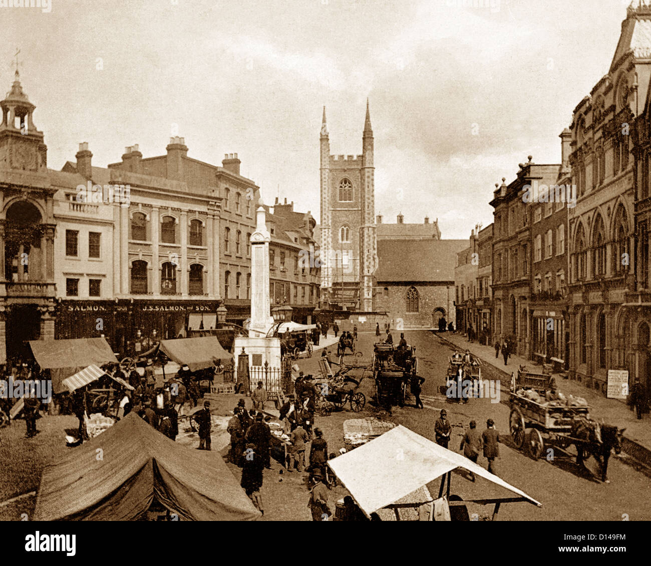 Market Place Reading Victorian period Stock Photo - Alamy