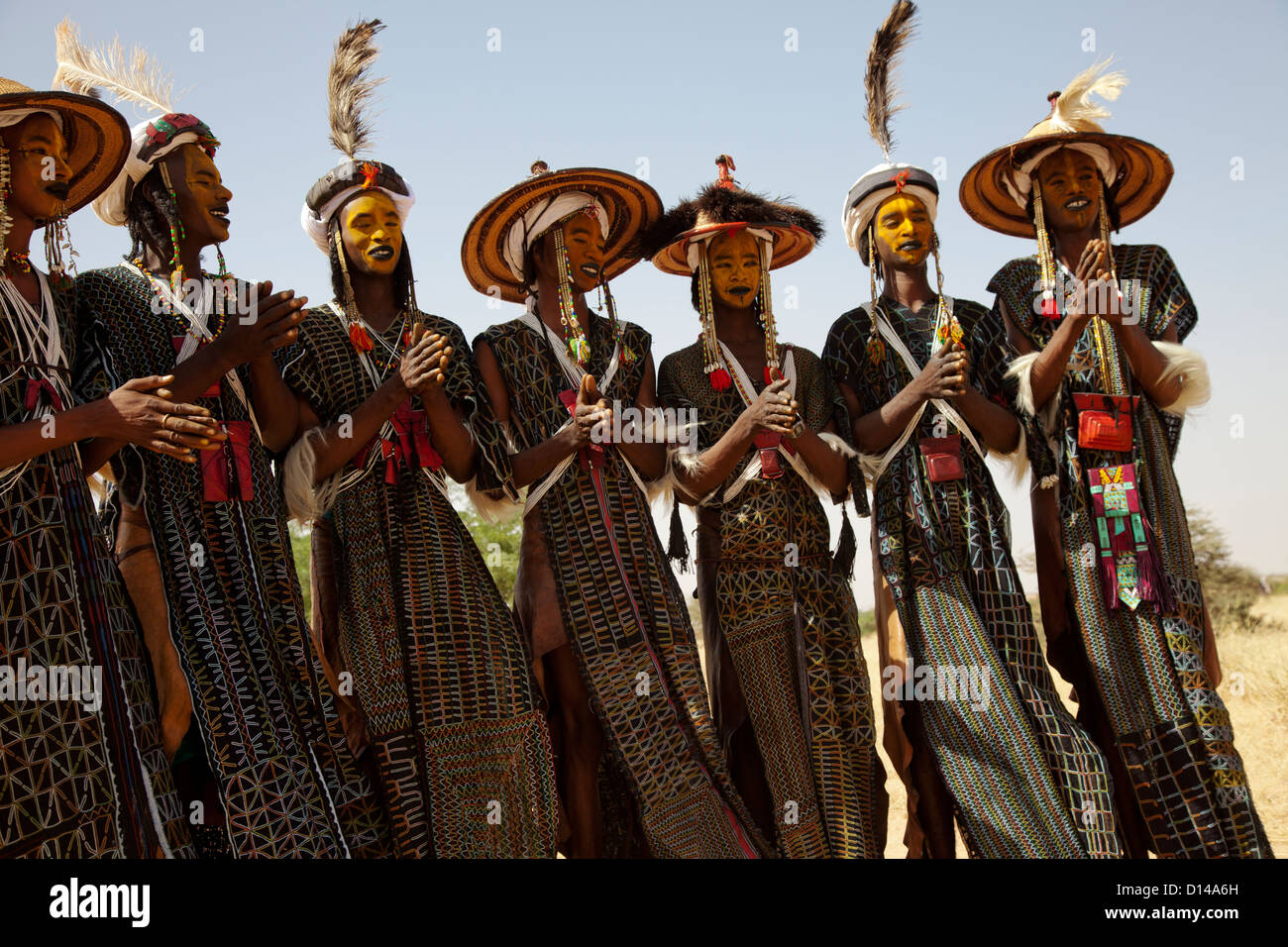 Young Wodaabe Men Are Dancing The Traditional Gerewol Dance At The