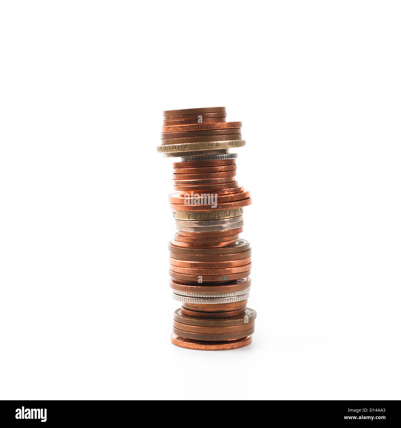 Stack of coins on white background Stock Photo - Alamy