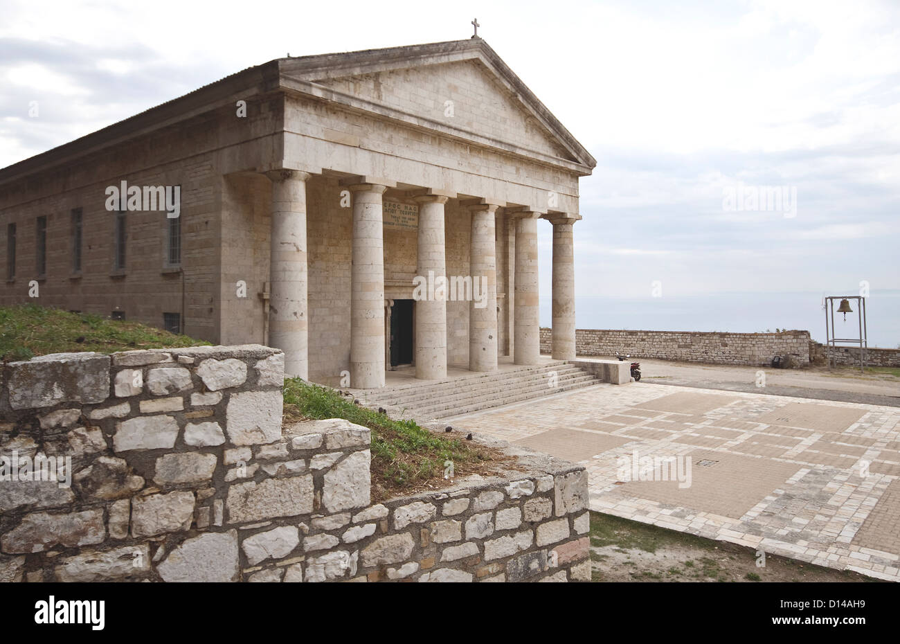 Rare ancient Greek temple alike, orthodox church at Corfu Stock Photo ...
