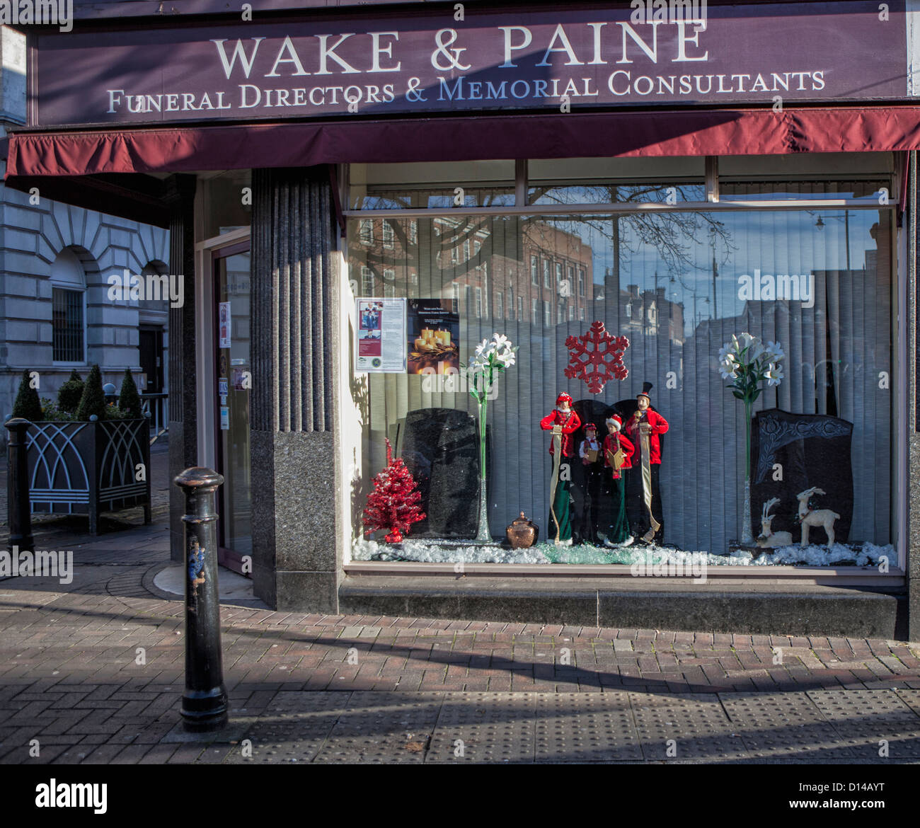 Christmas window display of "Wake and Paine" funeral directors in ...