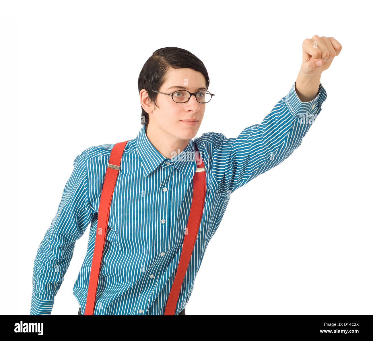 Nerd or geek businessman or IT professional super hero on white Stock ...