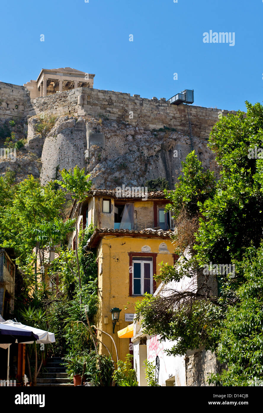 Plaka area and the Acropolis of Athens at Greece Stock Photo - Alamy