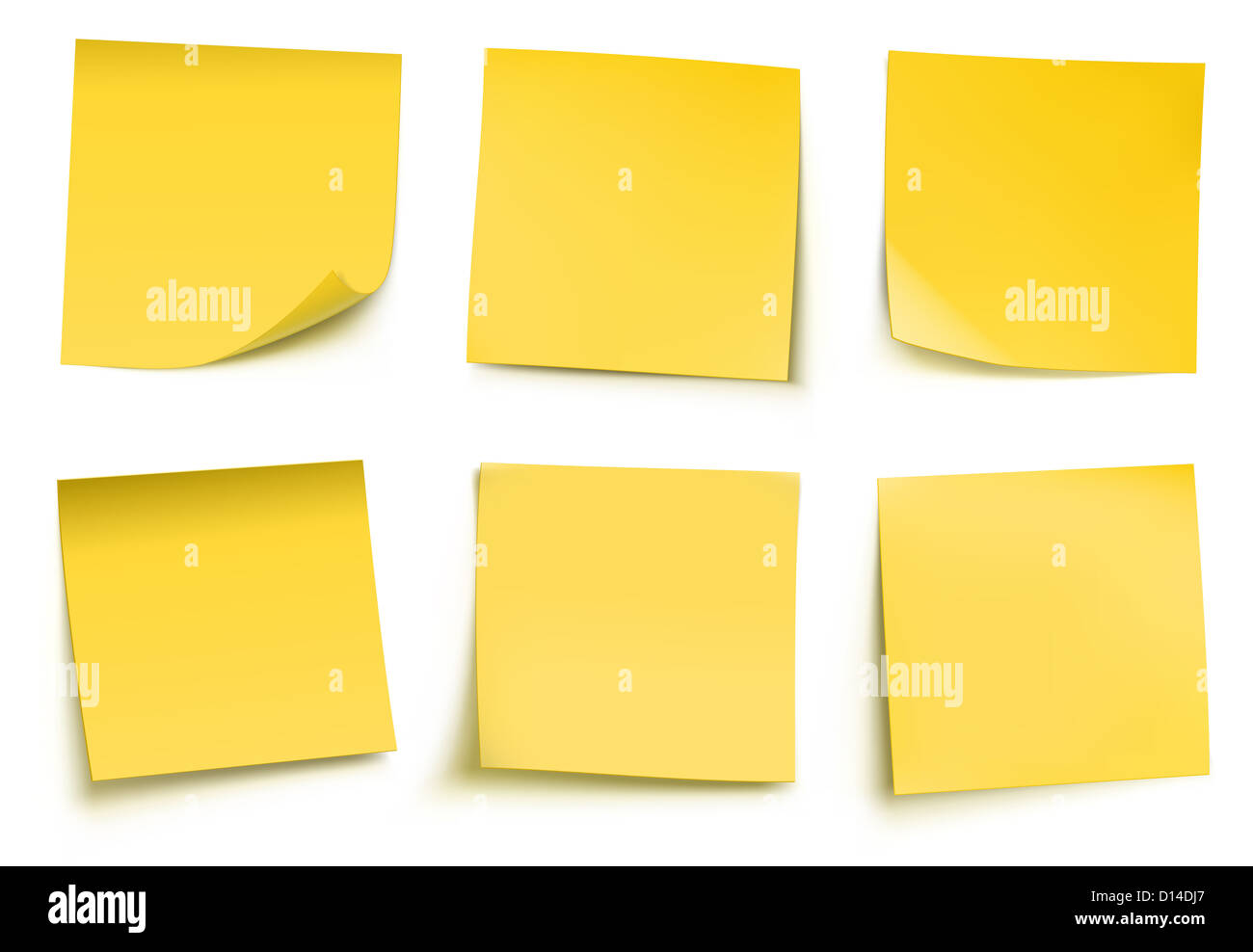 yellow post it notes isolated on white background Stock Photo - Alamy
