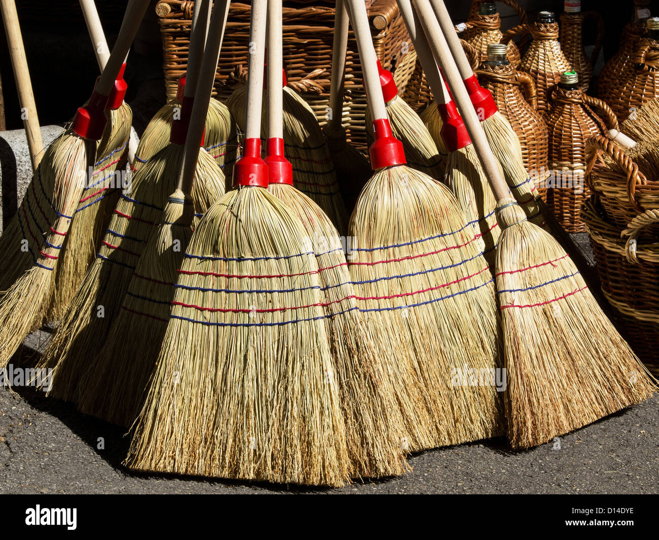 lot of hand made brooms Stock Photo - Alamy