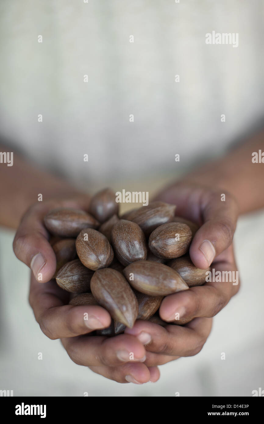Close up of hands holding nuts Stock Photo - Alamy