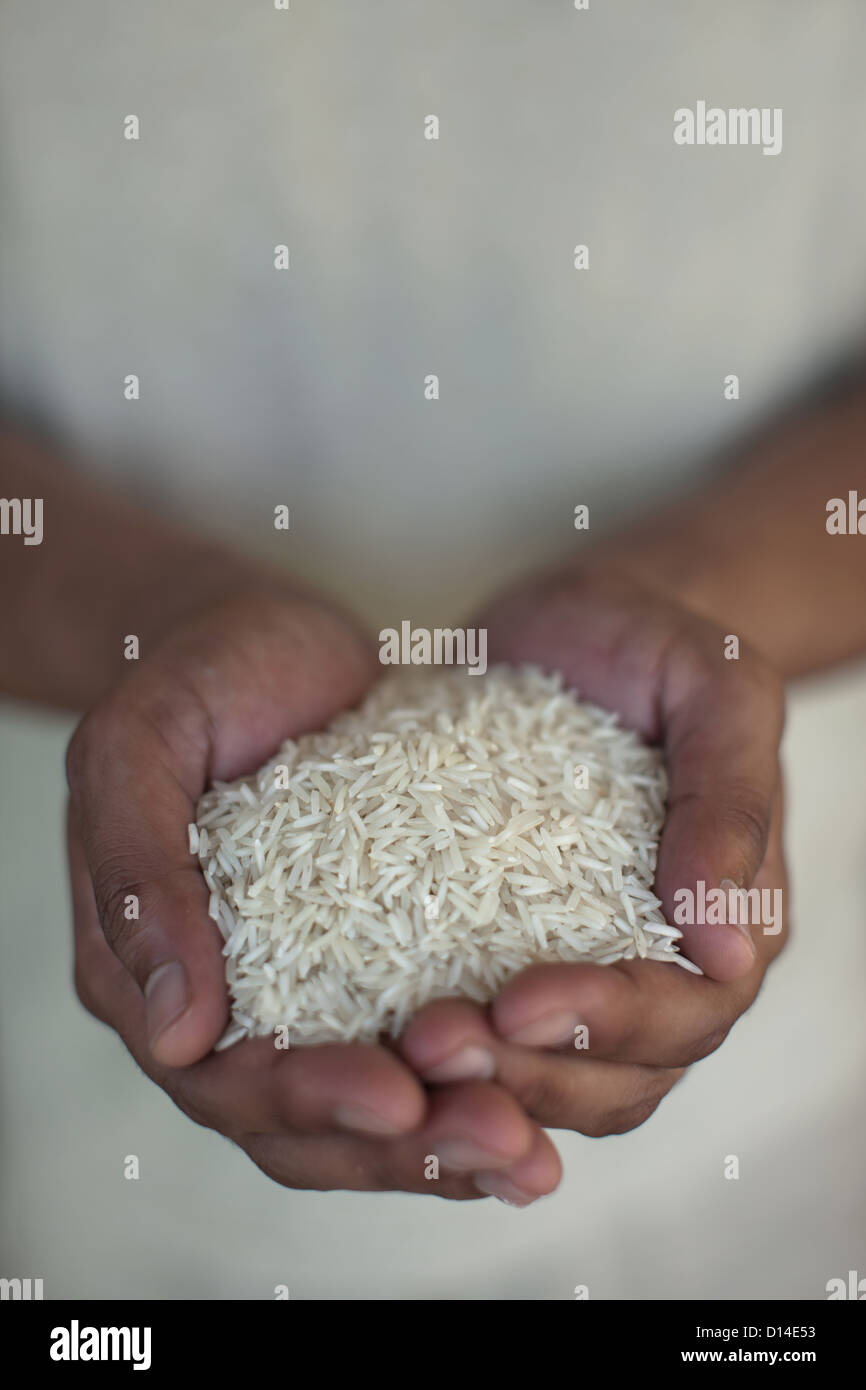 Hands showing rice hi-res stock photography and images - Alamy