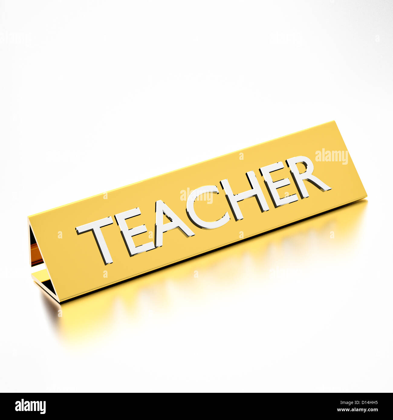 Teacher job title on nameplate, for career professions. 3d render Stock ...