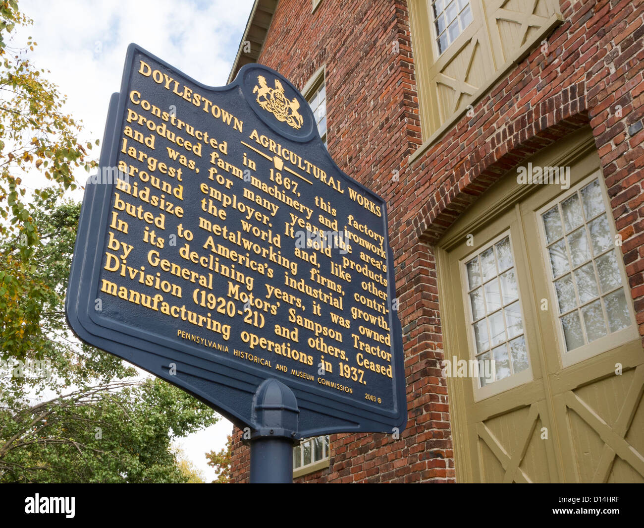 Historic Sign for Doylestown Agricultural Works, PA, USA Stock Photo ...