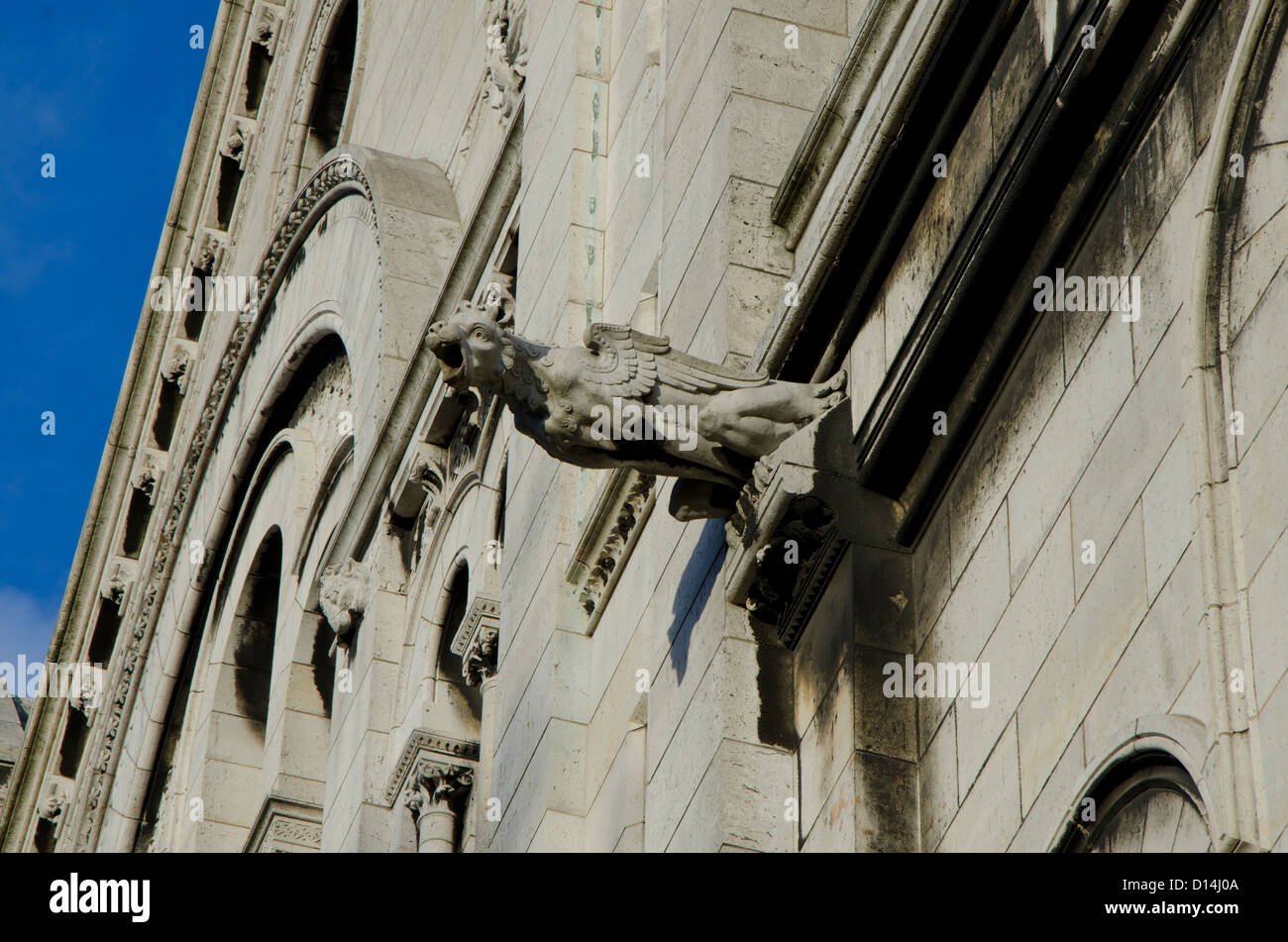 Detail of a Gargoyle of the Sacred Heart Church or Sacre Coeur in ...