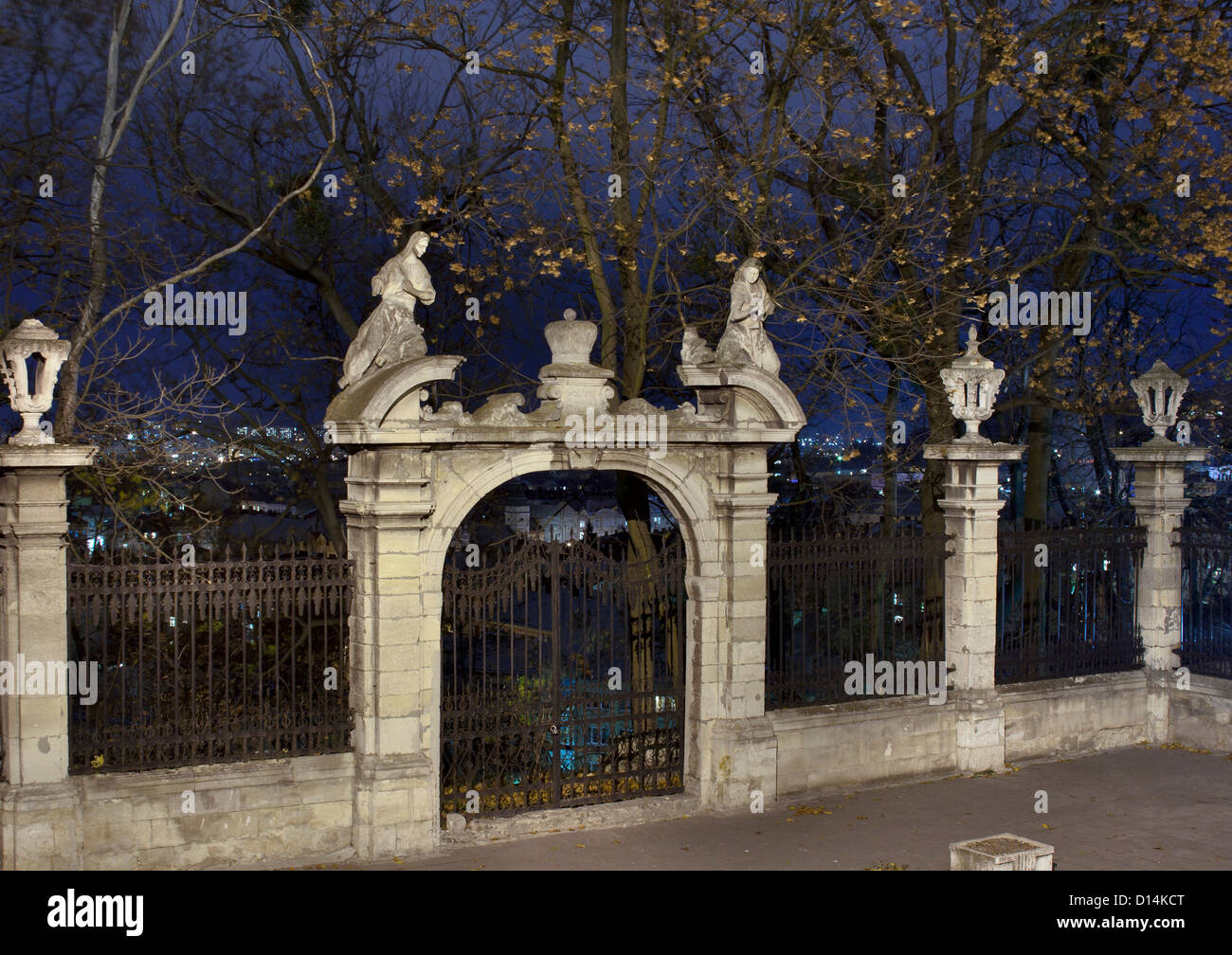 Medieval gothic gates at night. St. George's Cathedral, Lviv, Ukraine ...