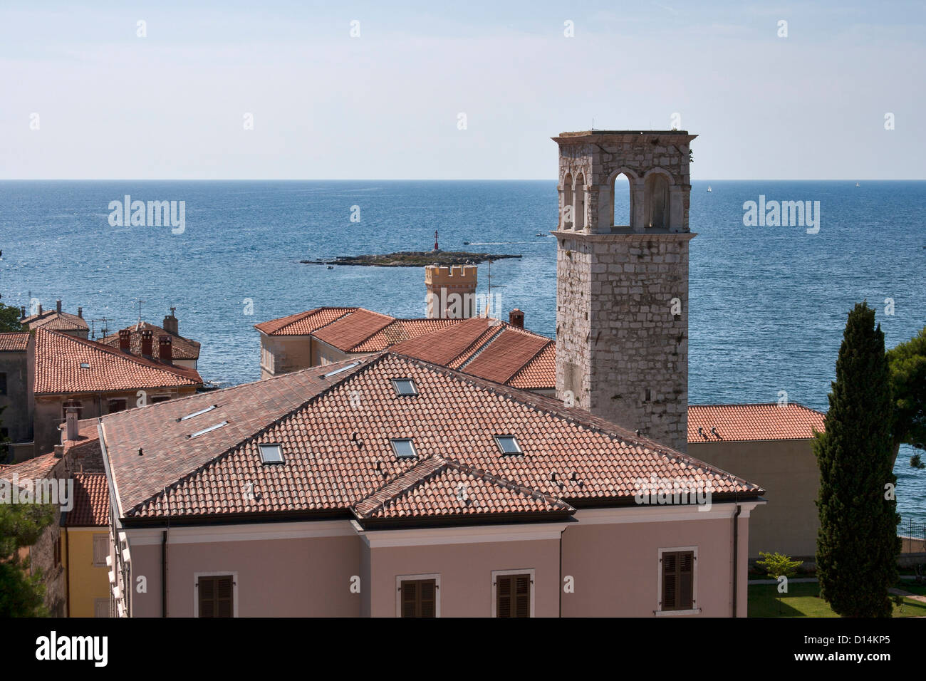 Monastery tower and island in Porec, Croatia Stock Photo - Alamy