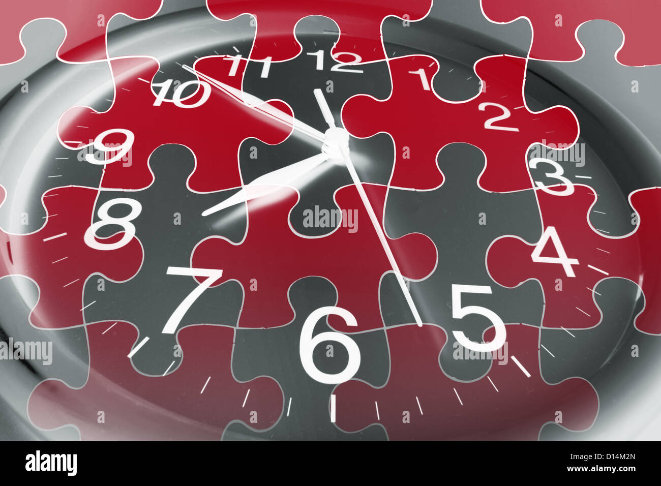 Clock and Jigsaw Puzzle Pieces Stock Photo - Alamy