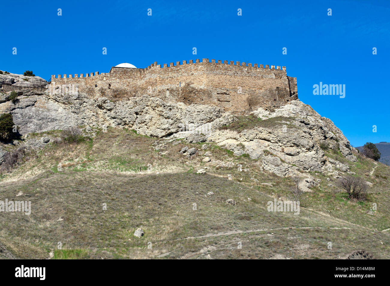 Fortified walls of Sudak Genoese fortress. Crimea, Ukraine Stock Photo ...