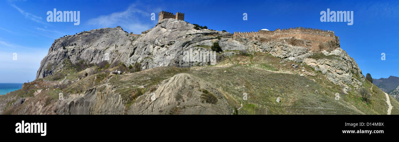 Panorama walls of Genoese fortress in Sudak, Crimea, Ukraine Stock ...
