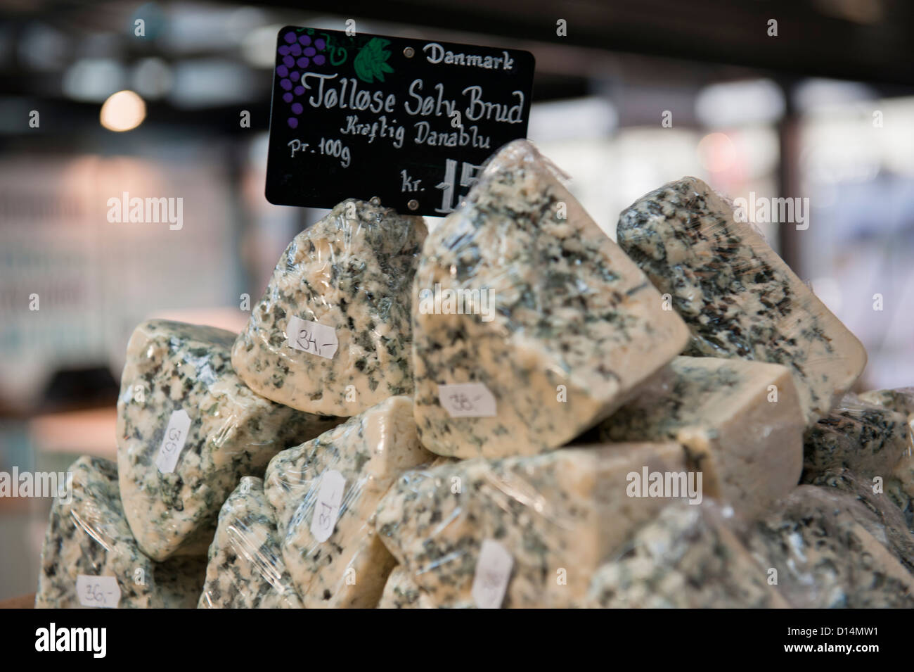Danablue, a Danish blue cheese, seen at the Torvernehallerne ...