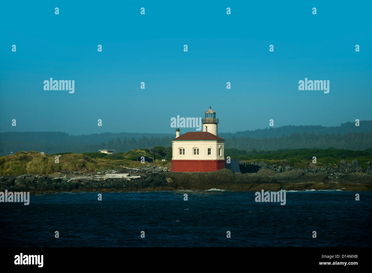 The lighthouse near the coast town of Florence in Northern California ...