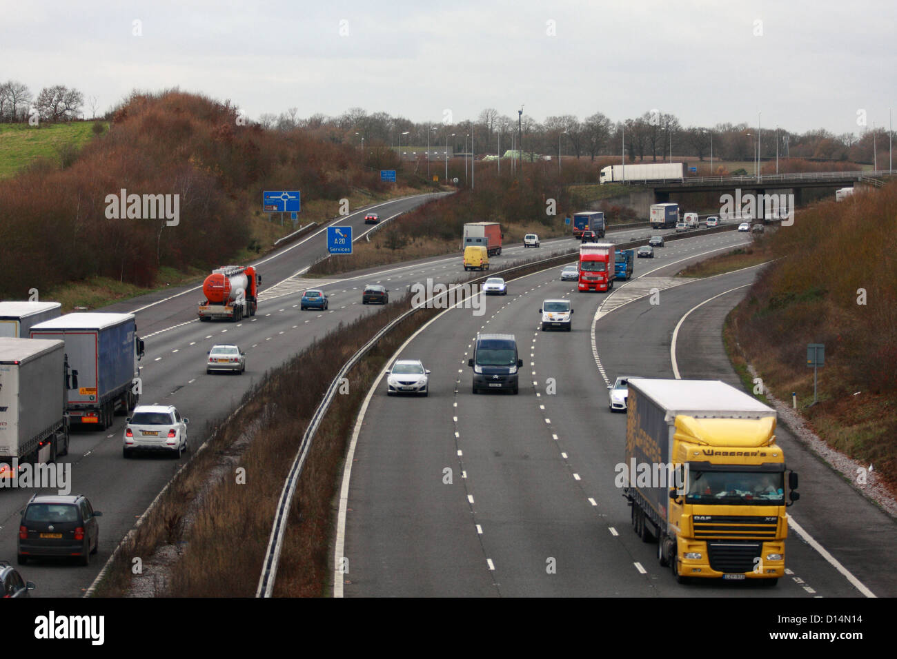 Cars trucks lorries lorry freeway highway england hi-res stock ...