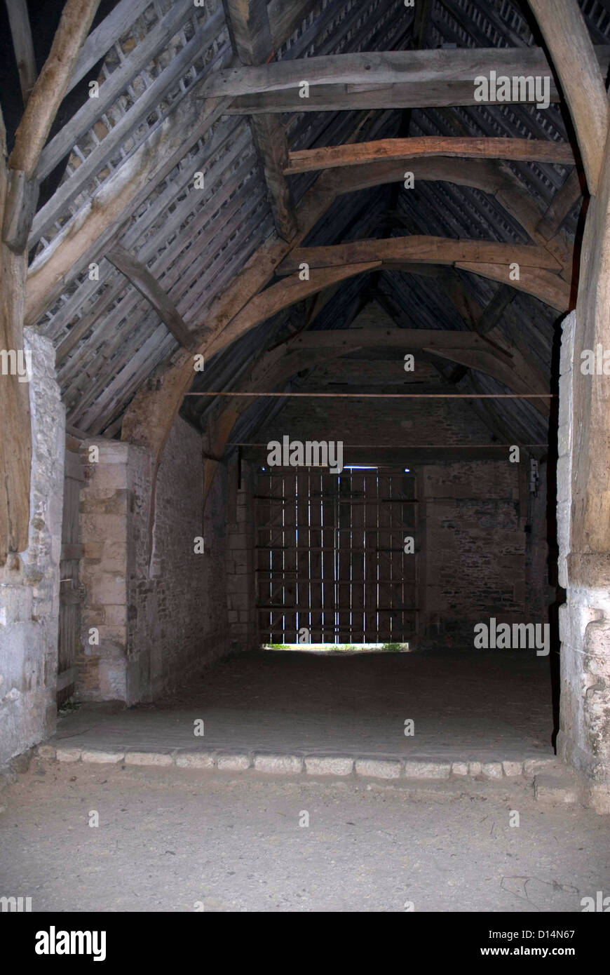 The inside of the fourteenth century tithe barn Lacock Wiltshire ...