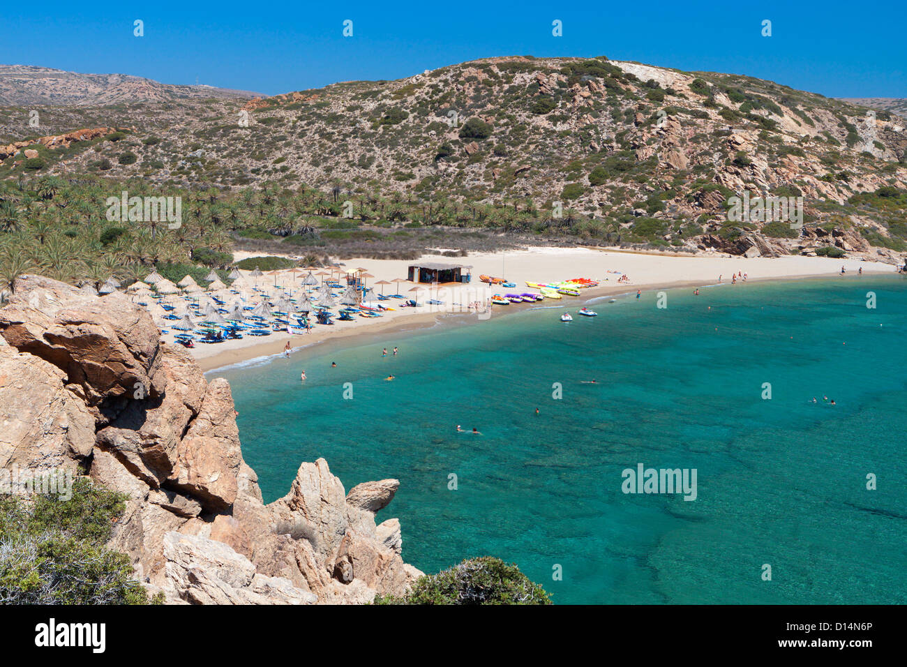 Vai palmtrees bay and beach at Crete island in Greece Stock Photo - Alamy