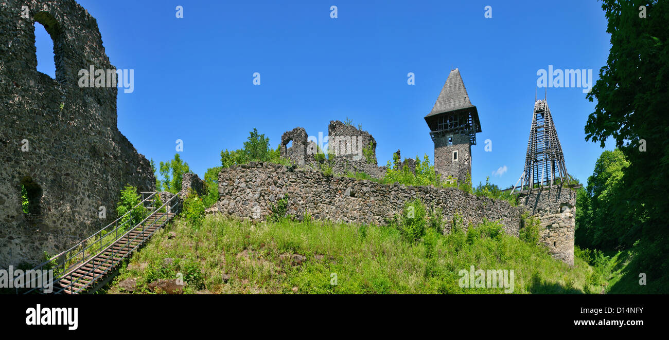Panorama of Nevitsky Castle ruins built in 13th century. Ukraine Stock ...