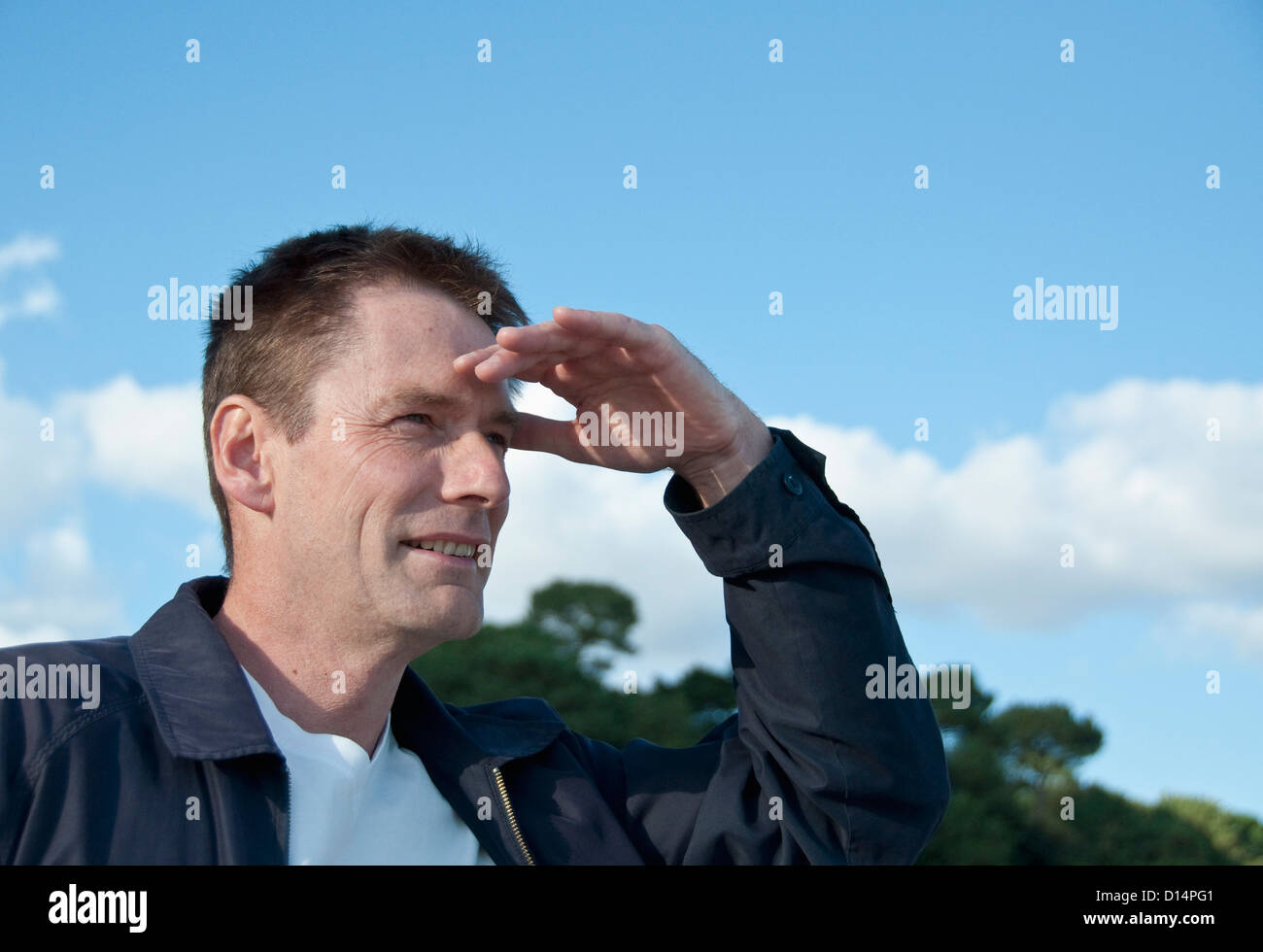 Man overlooking landscape outdoors Stock Photo - Alamy