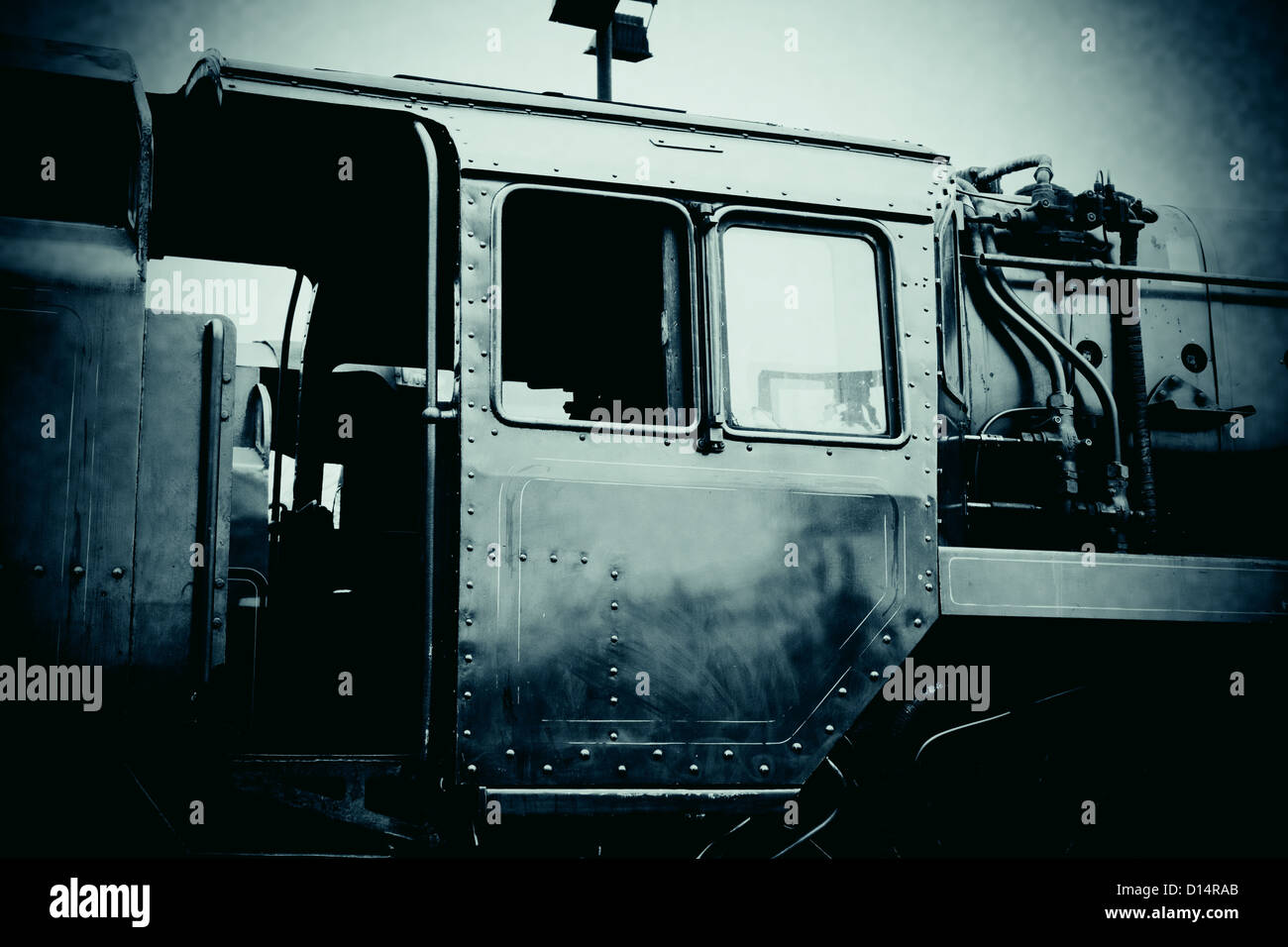 Cab of old Steam Engine, cross process Stock Photo - Alamy