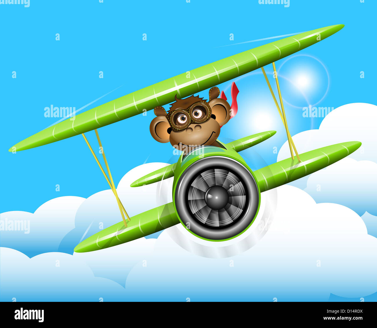 illustration a brown monkey on a plane Stock Photo - Alamy
