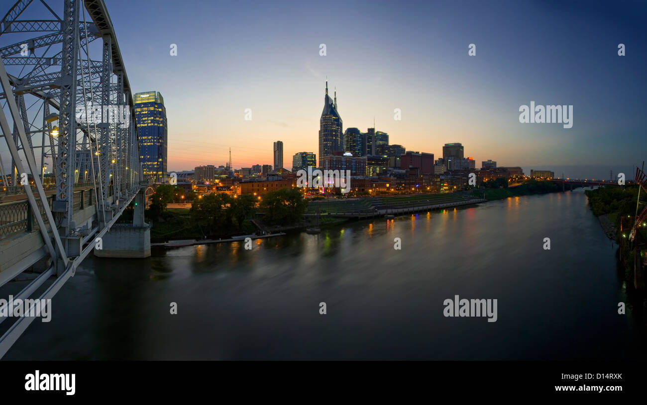 Nashville Tennessee Skyline Cityscape At Sunset Panorama Stock Photo ...
