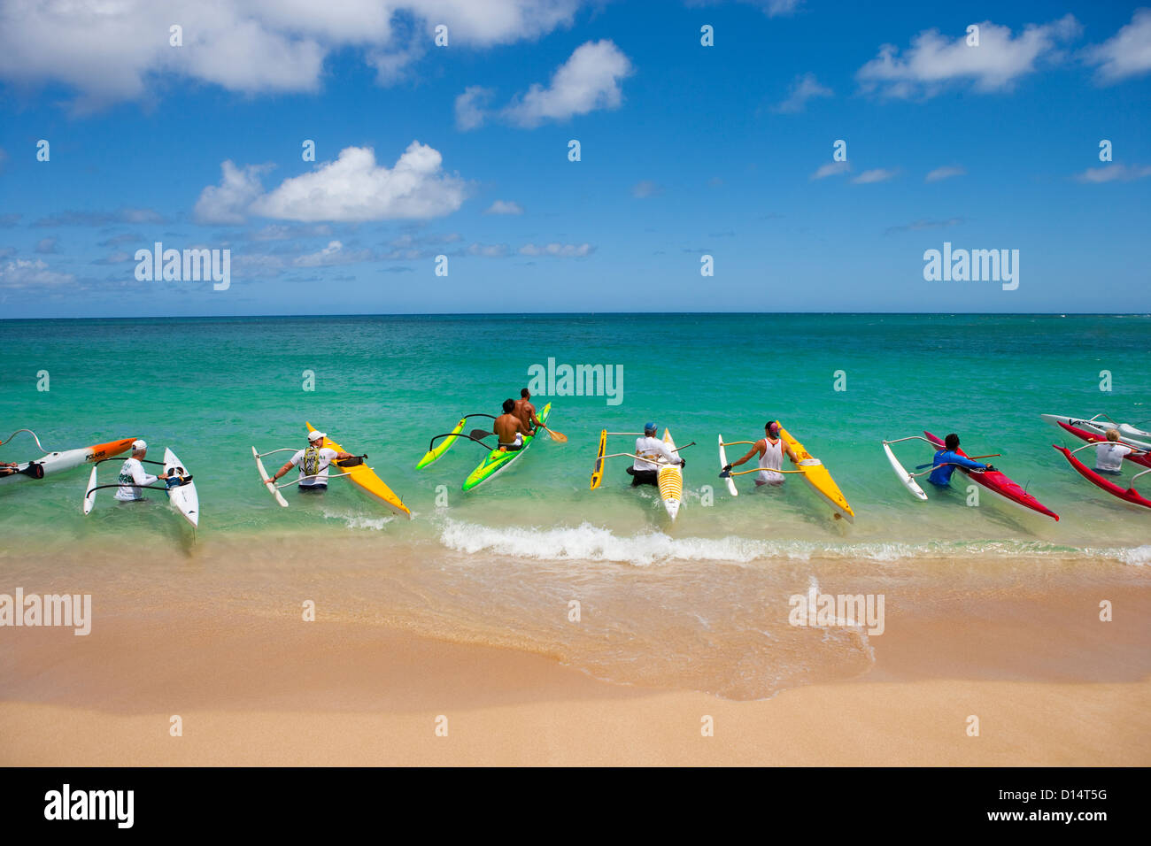Hawaii, Oahu, Sunset Beach, One Man Outrigger Canoes Stock Photo - Alamy