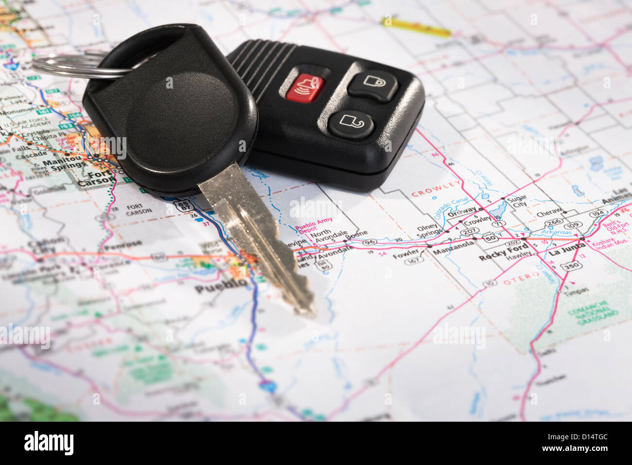 USA, Illinois, Metamora, Car keys on map Stock Photo - Alamy
