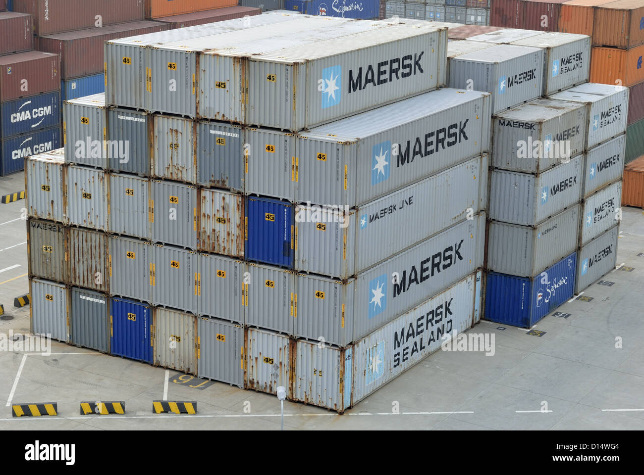 container at Shanghai harbour, Yangshan Deep - Water Port Stock Photo ...