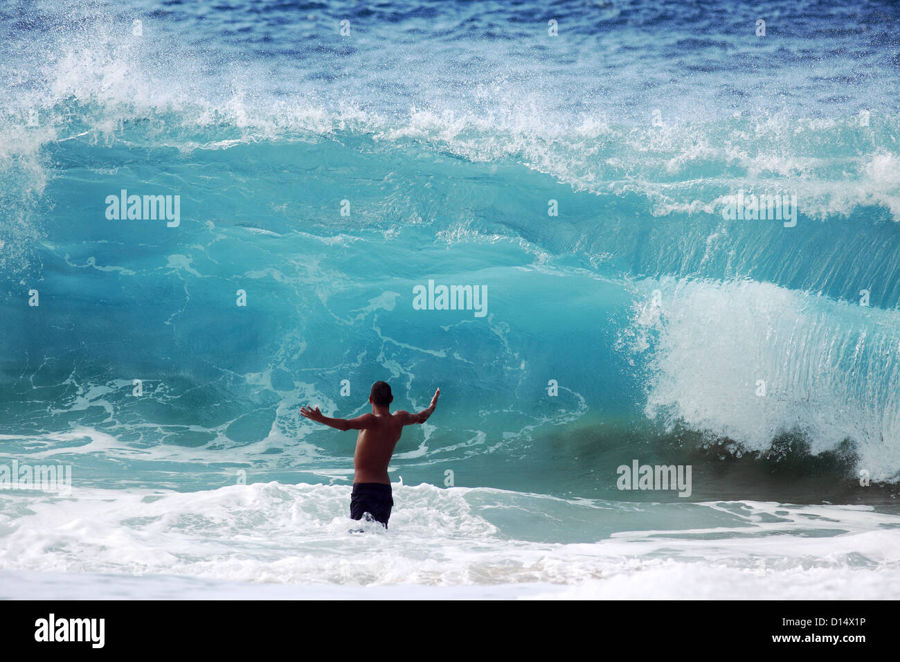 Hawaii, Oahu, North Shore, Man Is About To Be Crushed By Giant Wave ...
