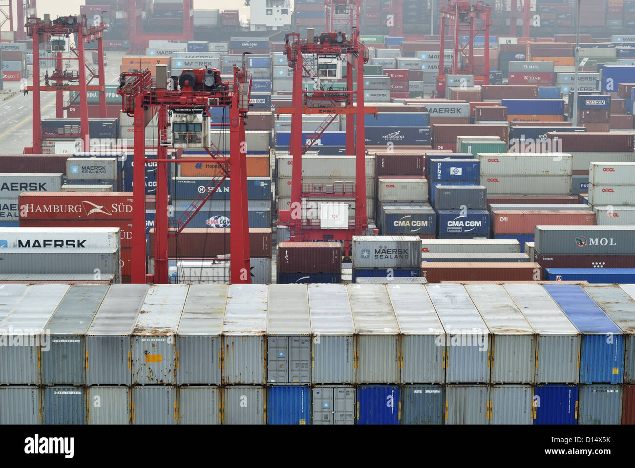 container at Shanghai harbour, Yangshan Deep - Water Port Stock Photo ...