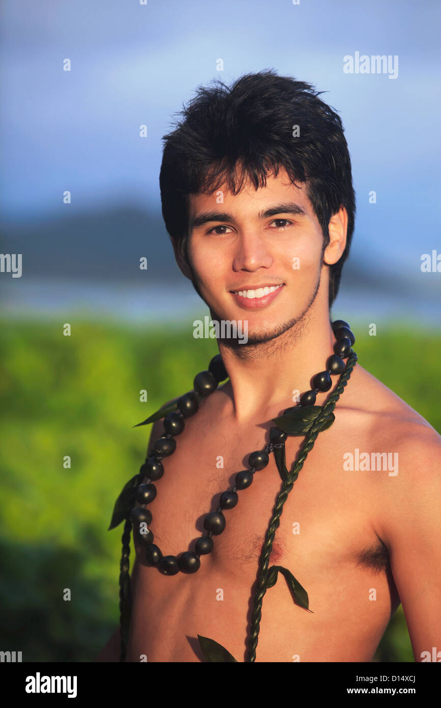 Hawaii, Oahu, Outdoor Portrait Of Young Polynesian Man Stock Photo - Alamy