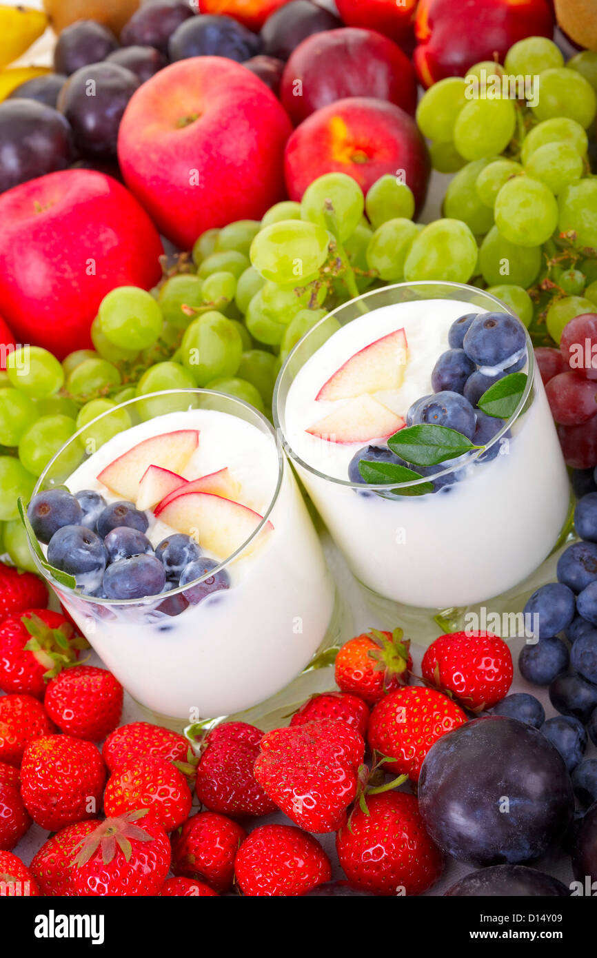 Yogurt with fruit Stock Photo - Alamy