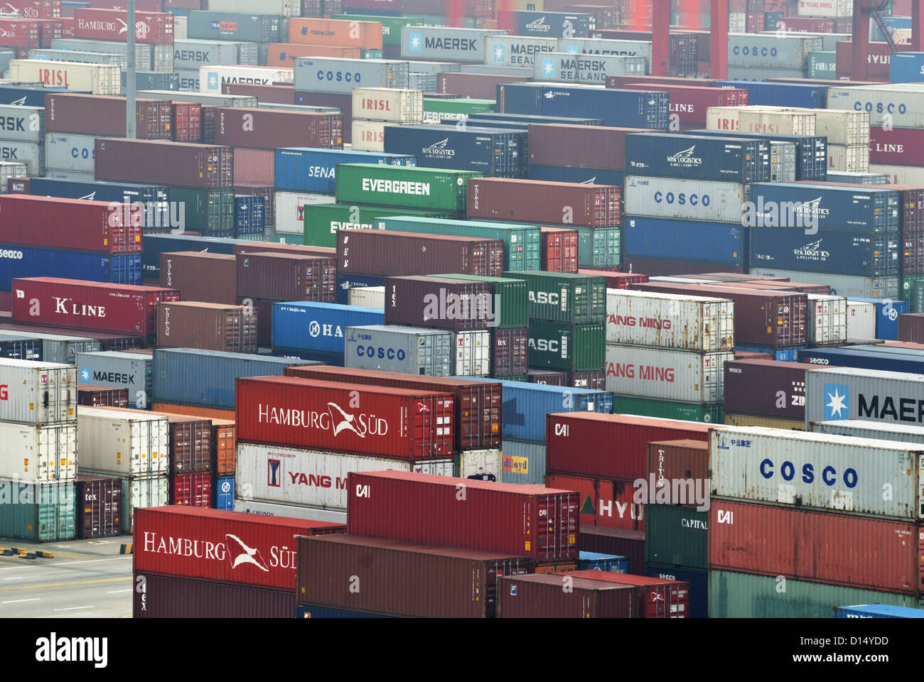 container at Shanghai harbour, Yangshan Deep - Water Port Stock Photo ...
