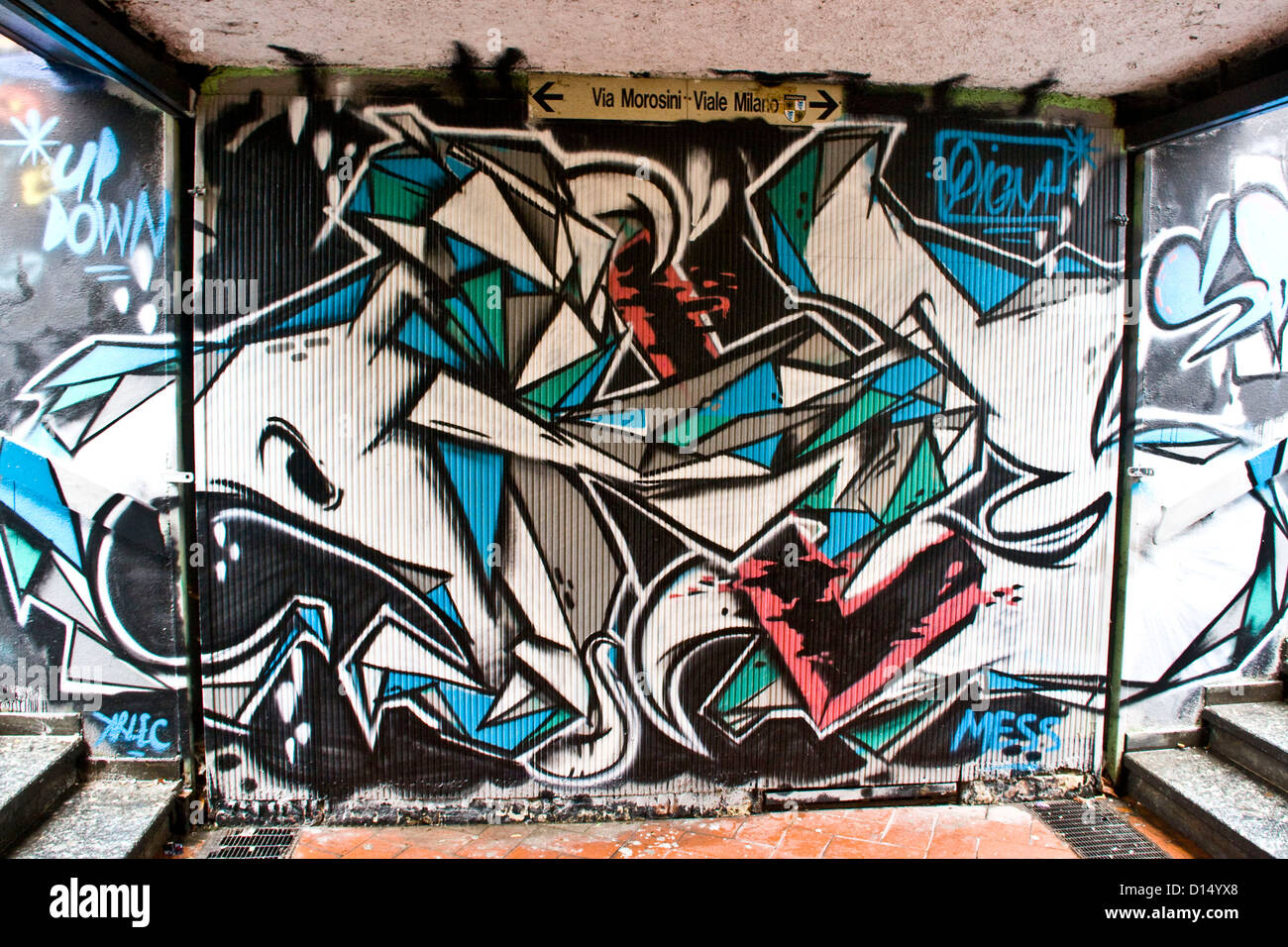 Urban graffiti street art in a subway Varese Lombardy Italy Europe ...