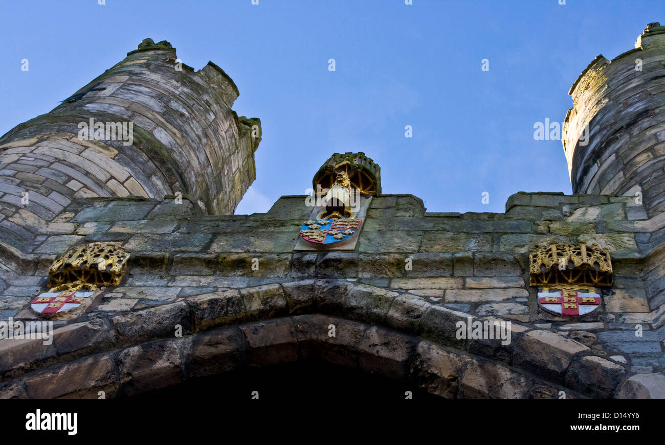 Coat of arms crest on Monk Bar a 14th century medieval gatehouse part ...