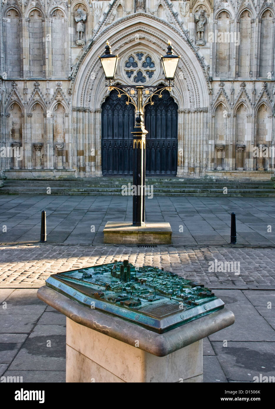 Bronze braille model cityscape of York in front of Minster north ...
