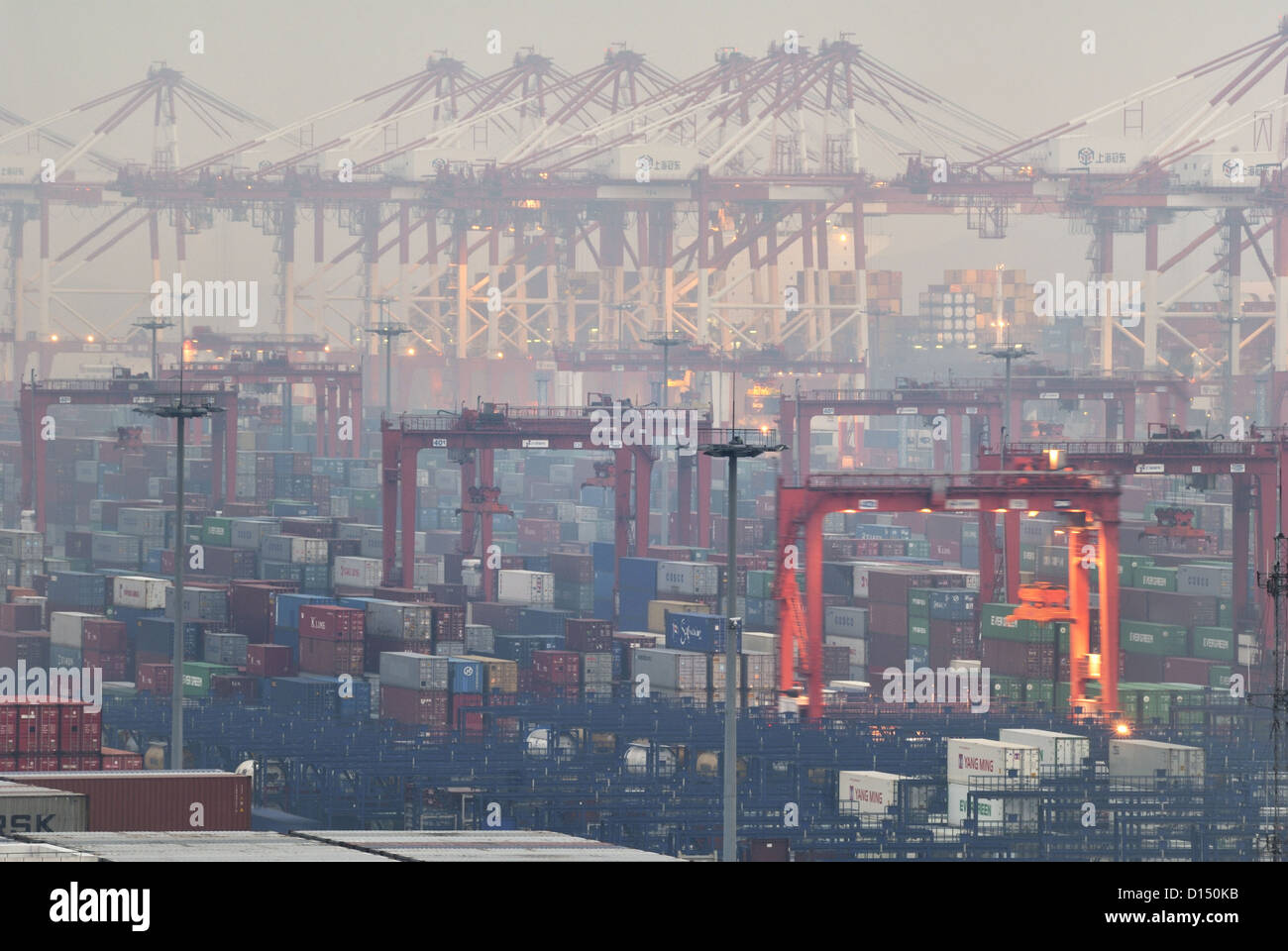 Shanghai harbour Yangshan Deep - Water Port at night Stock Photo - Alamy