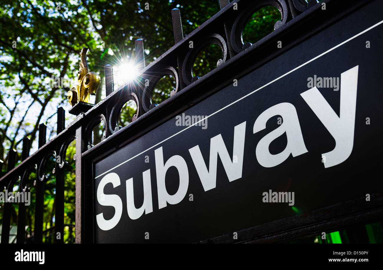 USA, New York State, New York City, Subway sign Stock Photo - Alamy